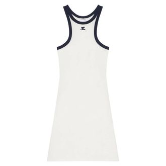 Courr&egrave;ges Femme, Robes, Blanc, Taille: 36 FR Robe Mini Scuba Contrast&eacute;e