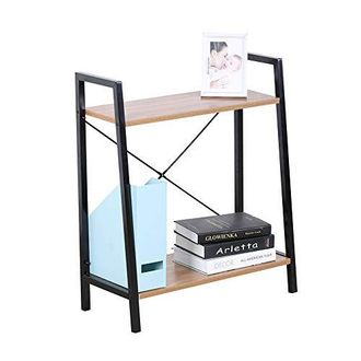 The Home Deco Factory Bois End Metall 70X60X27 M&ouml;belregal, Aufbewahrungsregal, Edelstahl, Beige, Schwarz, 60 x 27 x 70 cm