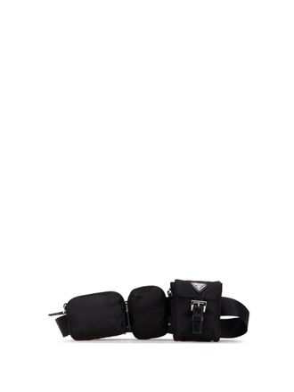 Prada sac banane Triple Pouch en tissu (2000-2013) - Noir