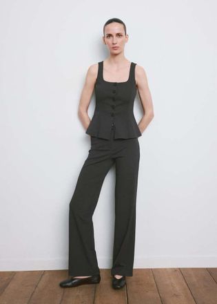 Mango Pantalon droit taille normale gris - Femme - XXL - MANGO