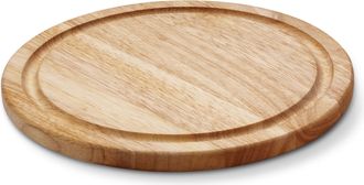 Continenta Fleischteller mit Saftrille aus Gummibaumholz, Steakteller, Steakbrett, Fleischbrett, rund, Größe: Ø 25 x 1,8 cm