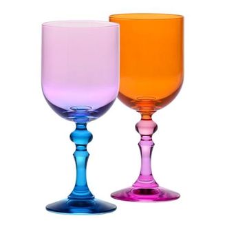 Krosno Verres &agrave; vin rouge et blanc, mocktails et eau - 2 x 300 ml - Collection Bubble - Rose et orange - Cristal sans plomb - Peints &agrave; la main
