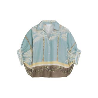 Summum Bluse Palmtree Print - - Blouses & Shirts - Damen - Mehrfarbig - S