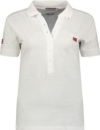 Geographical Norway Kelly Lady - Polo Coton Femme Col - Coupe Reguliere Manche Courte - T-Shirt Fit Respirant Classique Femme (Blanc XL Taille 4)