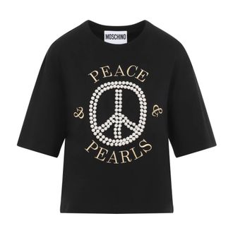 Moschino Schwarze T-Shirt Kollektion - - Tops - Damen - Schwarzk - XS