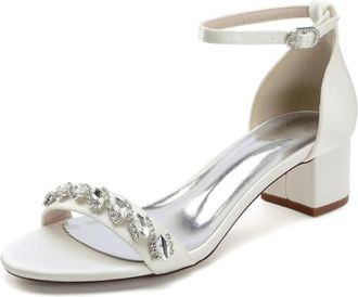 Generic Femme &Eacute;t&eacute; Chunky Heels Mari&eacute;e Talons Bas Sandales Confortable Bout Ouvert Mode Chaussures Mariage 4.5Cm,Ivoire,37 EU