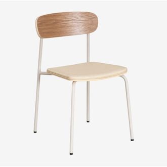 Sklum Chaise de salle à manger empilable en fer et bois Wilpier SKLUM Tapioca Beige