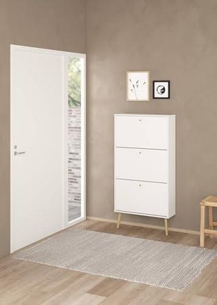 Dmora Schuhschrank Lillian, Schuhregal, Mehrzweck-Eingangsgarderobe, M&ouml;bel f&uuml;r Schuhe, 70x24 h139 cm, Wei&szlig;