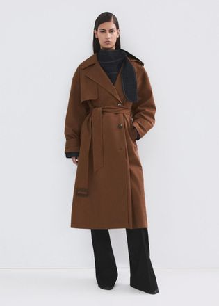 Mango Langer zweireihiger Trenchcoat braun - Damen - XS - MANGO