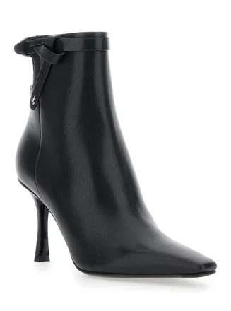 Jimmy Choo London Womens Black Ankle Boots With Knot Detail Leather