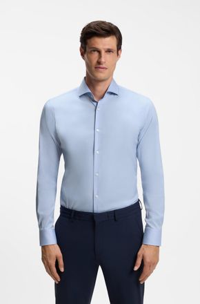 HUGO BOSS Businesshemd BOSS, Herren, Gr. 40, N-Gr, blau (light, pastel blau450), Web, Obermaterial: 75% Baumwolle, 20% Polyamid, 5% Elasthan, unifarben, slim fi