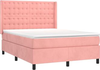 vidaXL Vidaxl - Letto A Molle Con Materasso E Led Rosa 140x200 Cm In Velluto