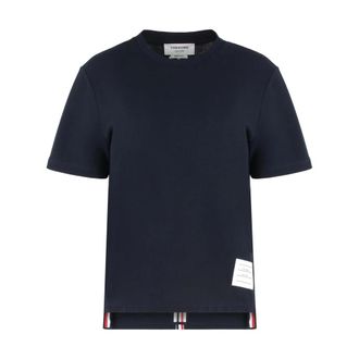 Thom Browne Klassisches T-Shirt mit charakteristischen Streifen - - Tops - Damen - Blau - 2XS