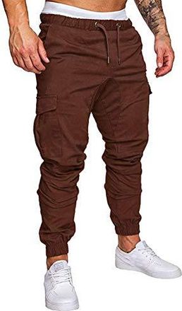Minetom Homme Pantalons De Sport Running Training Slim Cargo Legging Jogging Fitness Gym Chino Pants Mode Casual Été Automne Café 3X-Large