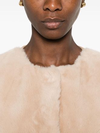 Forte_Forte Faux-Fur Front Panel Jacket - Camel