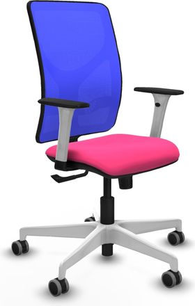 Piqueras y Crespo B&uuml;rostuhl mit Armlehnen in Wei&szlig; und Schwarz, h&ouml;henverstellbare Lendenwirbelst&uuml;tze, ausgestattet mit 3 Positionen und Schneideschaum, Blau/Rosa