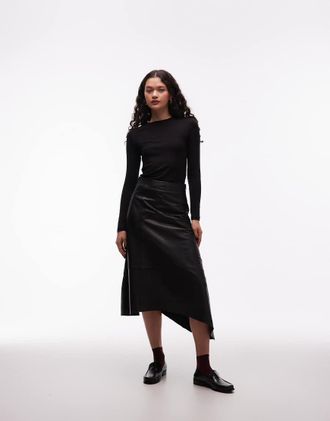 AllSaints Gia - Jupe longue en cuir - Noir