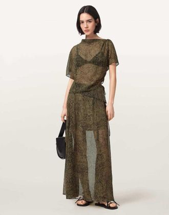 AllSaints Sali - Jupe - Noir et dor&eacute;