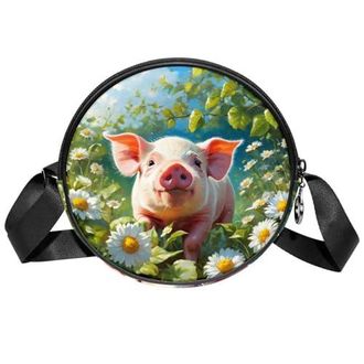 Generic Sac &agrave; bandouli&egrave;re rond pour femme, petit sac &agrave; bandouli&egrave;re avec fermeture &eacute;clair, bretelles r&eacute;glables, style d&eacute;contract&eacute;, pour femmes et filles