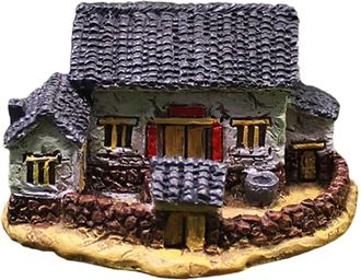 NUOBESTY Miniaturhaus aus Kunstharz Feengartenhaus Modell Realistische Mikrolandschaftsdekoration mit Nostalgie Charme für Schreibtisch und Büro