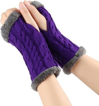 Generic Gants dhiver en tricot pour femme, mitaines longues, chauffe-mains, chauffe-mains pour femmes, mitaines dhiver, C14, taille unique
