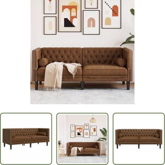 vidaXL vidaXL Wohnzimmersofa - Chesterfield-Sofa 2-Sitzer Braun Kunstleder in Wildleder-Optik