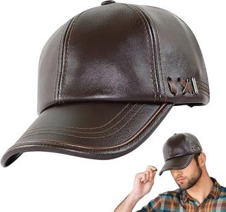 Generic Casquette de baseball en cuir synth&eacute;tique tendance - Chapeau vintage unisexe r&eacute;glable pour activit&eacute;s sportives de plein air, randonn&eacute;e, travail, golf,