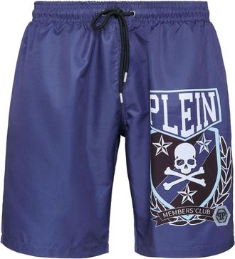 Philipp Plein Badeshorts mit Skull&Bones-Print - Blau