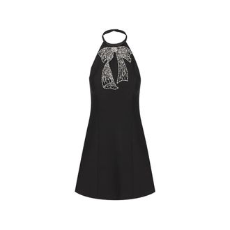 Valentino Crystal-embroidered Bow Mini Dress