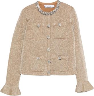 Self Portrait Embellished Ruffled Mini Dress