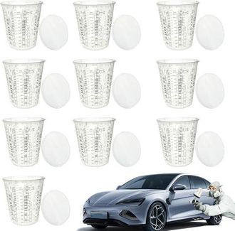 Generic Tasses de m&eacute;lange de peinture - Gobelets transparents avec couvercles pour &eacute;poxy, r&eacute;sine et vernis | Lot de 10 gobelets gradu&eacute;s pour peinture automobi