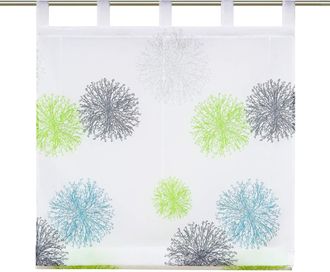 Joyswahl Voile Raffrollo mit schönem »Kreise«-Motiv transparente Raffgardine mit Schlaufen Schals Fenster Gardine BxH 140x150cm Grün 1 Stück