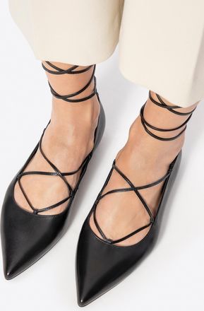 Wittchen Damen-Ballerinas aus echtem Leder mit spitzer Zehenpartie, schwarz