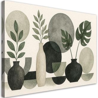 Artgeist Tableau d&eacute;co Fleurs Feuilles Minimalisme Vert Nature 100x70