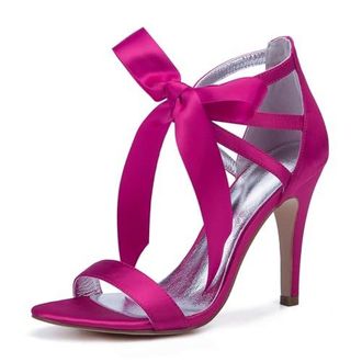 Generic Escarpins Femme Bout Ouvert Mariée Stylet Talons Sandales Chaussures De Mariee Bal Dress Fête Bridal 10.5Cm,Rose Red,38 EU