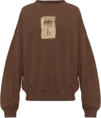 Palm Angels Baumwoll-Sweatshirt mit Print - - Sweatshirts & Hoodies - Herren - Braun - XL