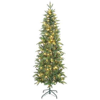 HOMCOM Weihnachtsbaum künstlich 180 cm Christbaum mit 605 dichten Zweigen, 200 warmweiß LED, Tannenbaum mit 8 Modi, für Indoor, Grün
