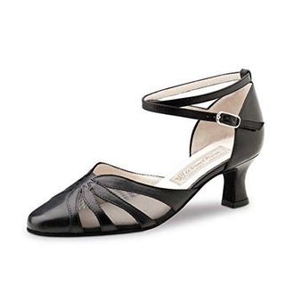 Werner Kern Chaussures de danse Linda 5,5 pour femme - En cuir noir - Normal - Talon &eacute;vas&eacute; de 5,5 cm - Fabriqu&eacute;es en Italie, Noir, 38 EU