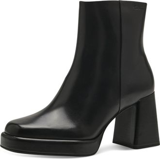 Tamaris Damen Boots mit Absatz Leder Blockabsatz; BLACK/schwarz; 40 EU