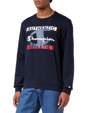 Champion Herren Graphic Shop Authentic Crewneck Pullover, Marineblau, L