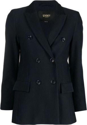 Seventy Doppelreihige Jacke aus Bienenwaben-Bi-Stretch-Funktionsgewebe - - Jackets - Damen - Blau - L