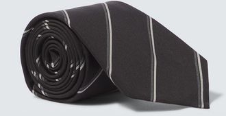 Saint Laurent Cravate ray&eacute;e en soie