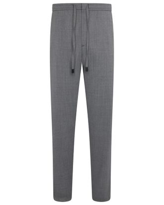 Canali Elastische Wollhose mit elastischem Bund und Tunnelzug in