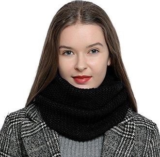 DonDon Écharpe femme hiver Écharpe en laine Écharpe tube snood Tour de Cou Cache cou - Noir