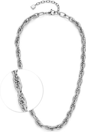 Leonardo Halskette Sina - Hals-Schmuck aus silberfarbenem Edelstahl - ineinander verschlungene, dichte Kettenglieder - 45-50 cm Länge - Schmuck Geschenk für Fr