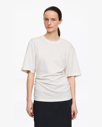 Arket Drapiertes T-Shirt -Wei&szlig;