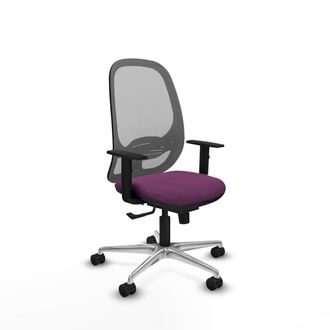 Piqueras y Crespo Cilanco Stuhl f&uuml;r die Arbeit zu Hause mit 1D-Armen, h&ouml;henverstellbare Lendenwirbelst&uuml;tze, ausgestattet mit 3 Positionen und Schneideschaum, Grau/Viole
