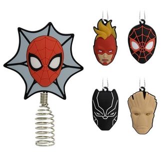 Hallmark Marvel 12,7 cm Miniatur-Weihnachtsbaumspitze und Mini-Ornamente, bruchsicher, 5 Stück
