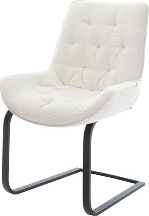 DELIFE Schwingstuhl Taimi-Flex Freischwinger flach Schwarz Bouclé Soft Beige