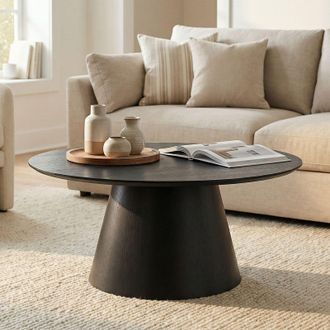 IDIMEX RUDA Couchtisch rund 85 cm, Schwarz - Moderner Wohnzimmertisch in Holzoptik, runder Sofatisch MDF, Design Loungetisch, Ablagetisch f&uuml;r Wohnzimmer